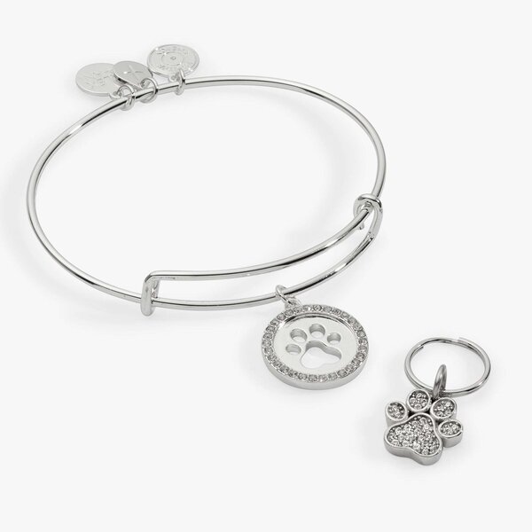 ALEX AND ANI - Paw Print Bangle & Pet Collar Charm Set of 2 - Military ...