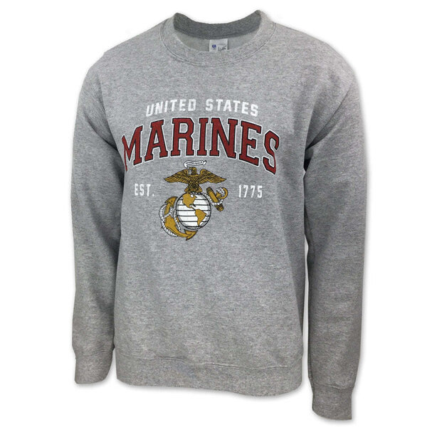 Marines Gear - Marines Globe Est. 1775 Crewneck Sweatshirt (Grey) - Military & First Responder ...