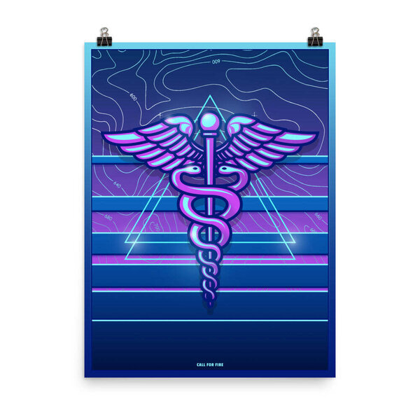 Call For Fire - Caduceus Retro Poster - Military & First Responder ...