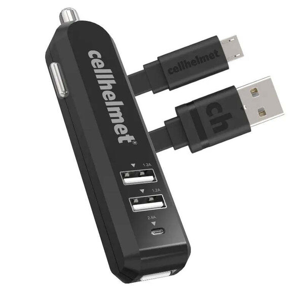 cellhelmet - 4.8A Car Charger - Three Port + 3' Flat Micro USB Cable ...