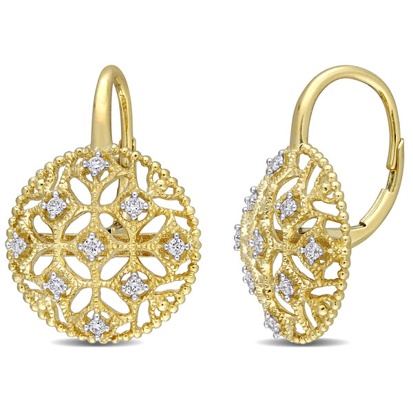Diamond Jewelry - 1/5 CT TW Diamond Lace Leverback Earrings in 14k ...