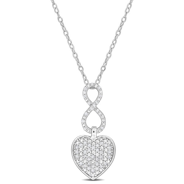 Diamond Jewelry 1 4ct Tdw Diamond Infinity Heart Pendant W Round