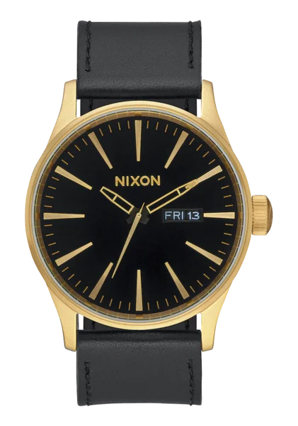 Nixon - Sentry Leather Watch - Gold / Black - Discounts for Veterans ...