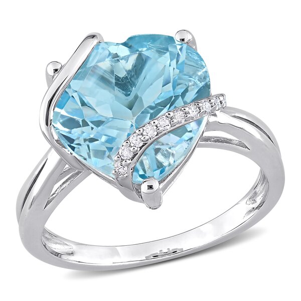 Gemstone Jewelry - 7 CT TGW Sky Blue Topaz and Diamond Accent Heart ...