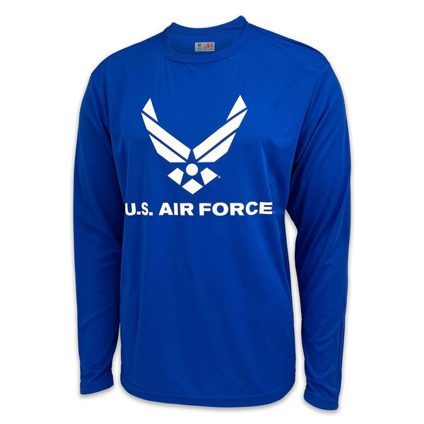 Air Force Gear - Air Force Wings Logo Performance Long Sleeve T (Royal ...