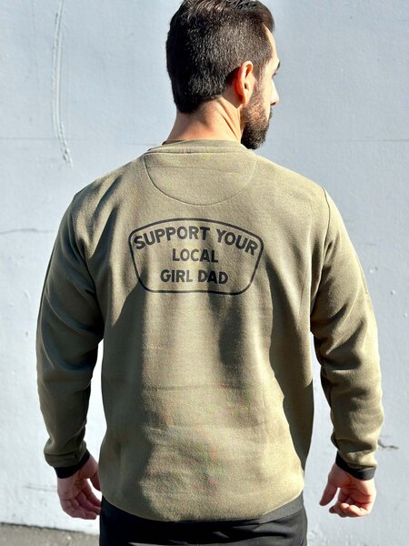 DadBod Apparel - Support Your Local Girl Dad Crew Neck Sweatshirt - Military & First Responder ...